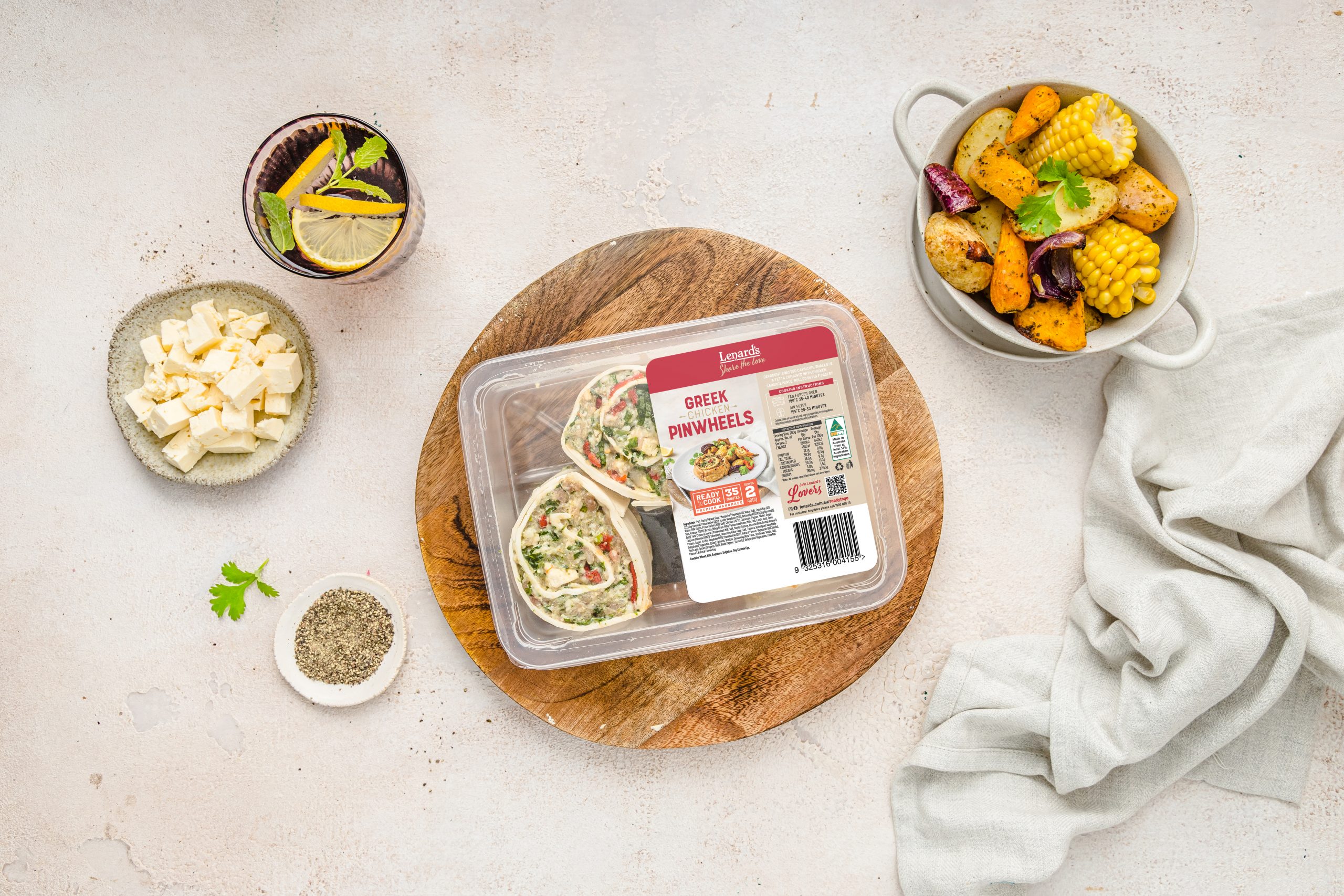 Greek Chicken Pinwheels - 2 Per Pack - Lenard's